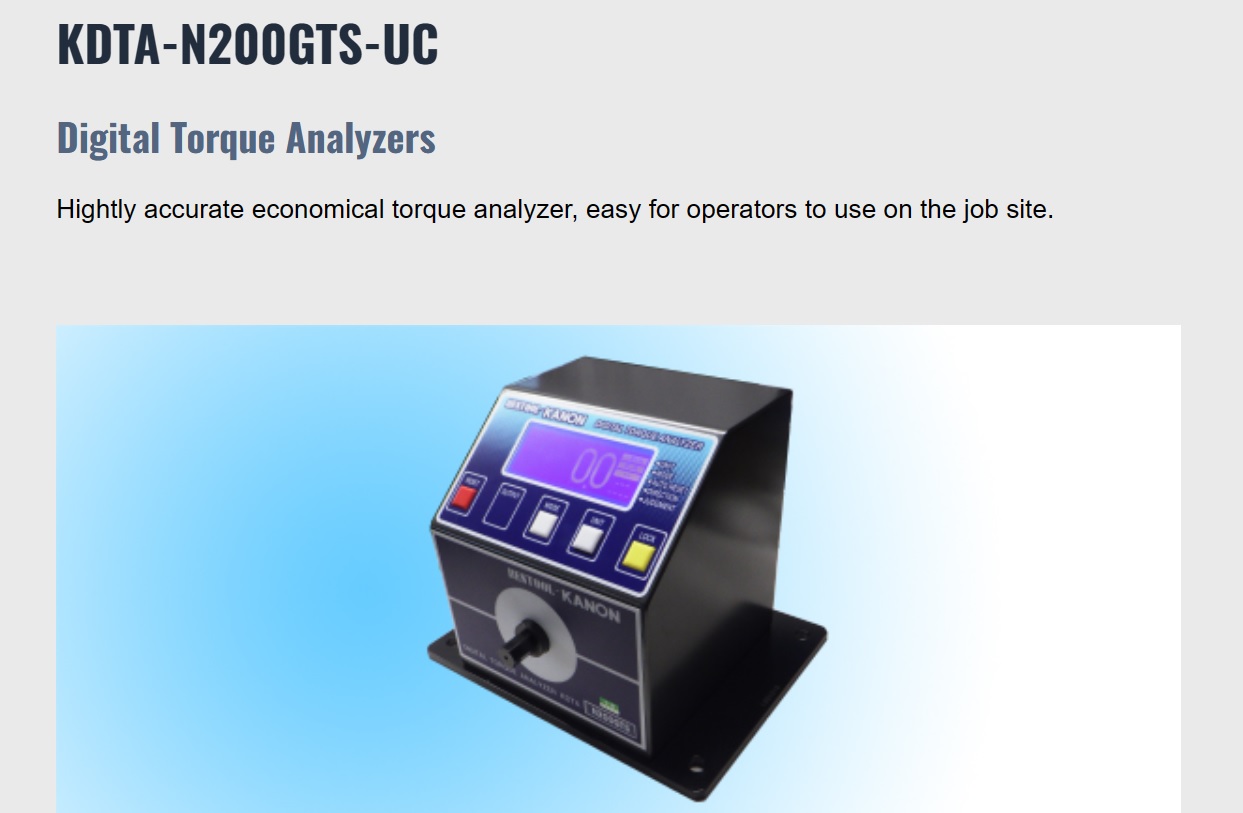 Ichiban Precision Sdn Bhd - Kanon - Kanon Digital Torque Analyzers